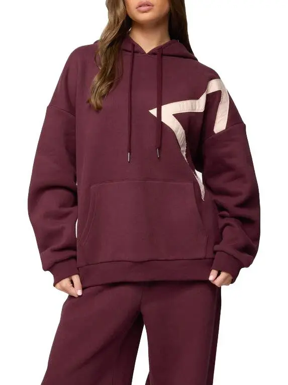 EDIKTED Starly Oversized Hoodie - Burgundy