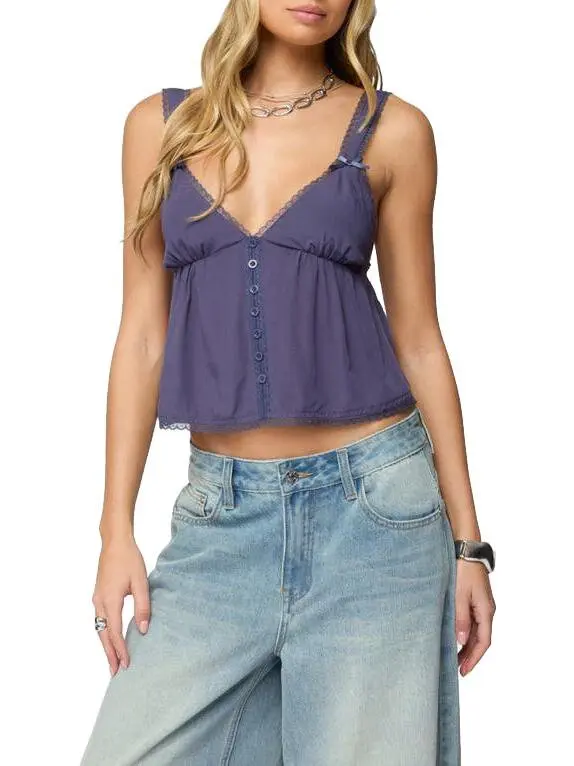 EDIKTED Andrea Babydoll Camisole Top - Navy