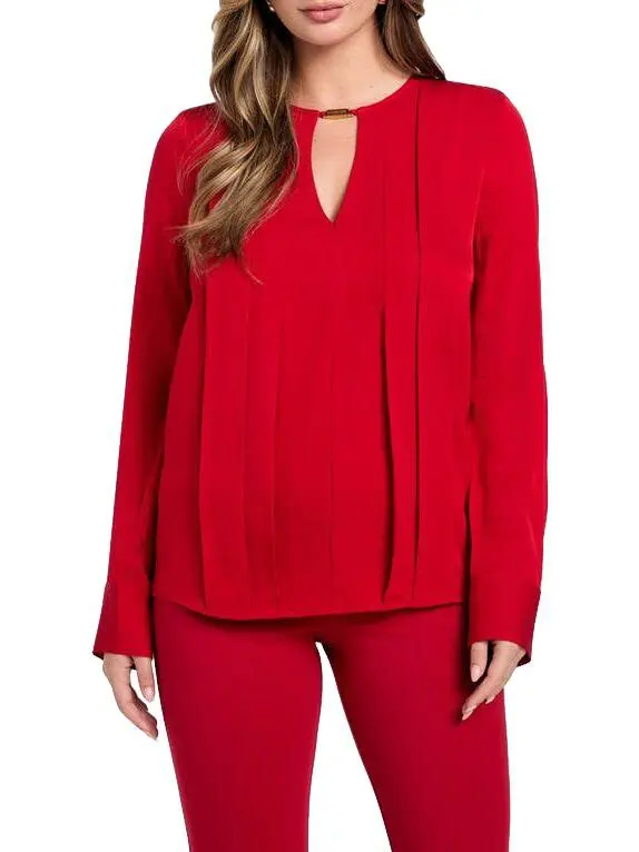MARCIANO Anita Keyhole Pleated Top - Samba Red Vibes