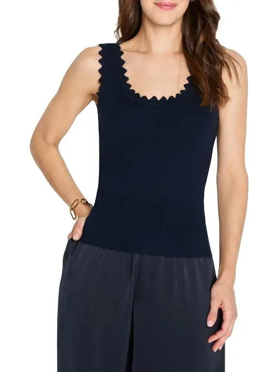 NIC+ZOE Scallop Trim Sweater Tank - Dark Indigo