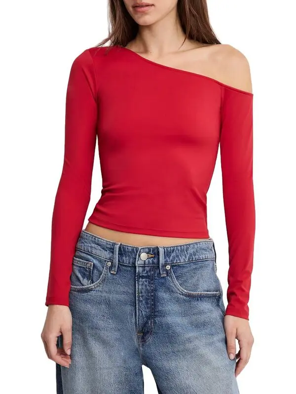 Good American Weightless One-shoulder Top - Ruby