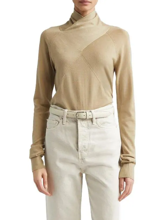 TOTEME Merino Wool Crossover Sweater - Desert
