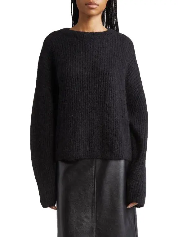 TOTEME Mohair And Wool Blend Ribbed Sweater - Black