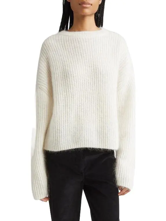TOTEME Mohair And Wool Blend Ribbed Sweater - Ecru