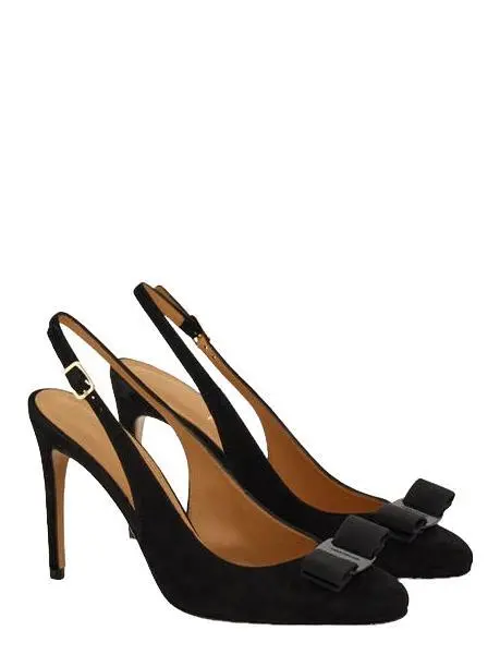 FERRAGAMO Vara Bow Slingback Stiletto Pumps - Nero