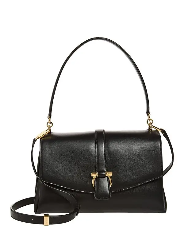 FERRAGAMO Medium Leather Top Handle Bag - Nero