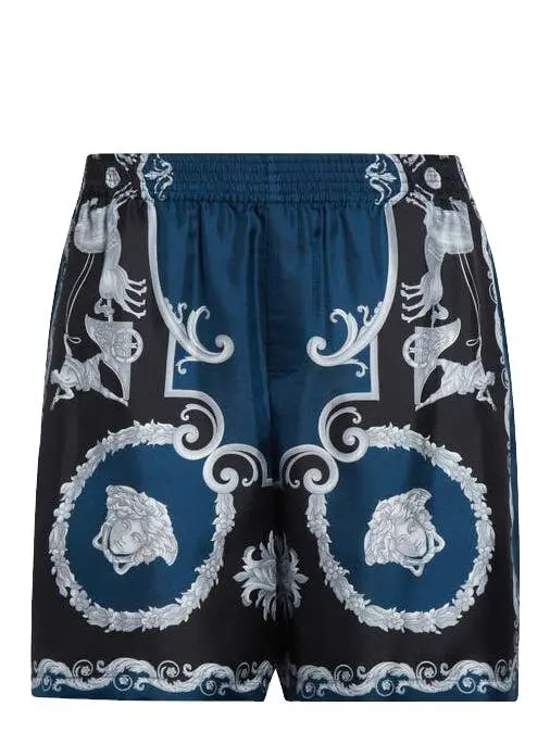 Versace La Coupe Des Dieux Silk Shorts - Black Petrol Blue