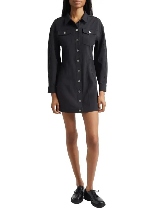 Cinq À Sept Nolwenn Long Sleeve Mini Shirtdress - Black