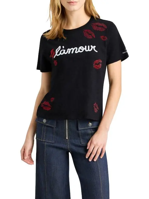 Cinq À Sept Kissing Booth Graphic T-shirt - Black/rose