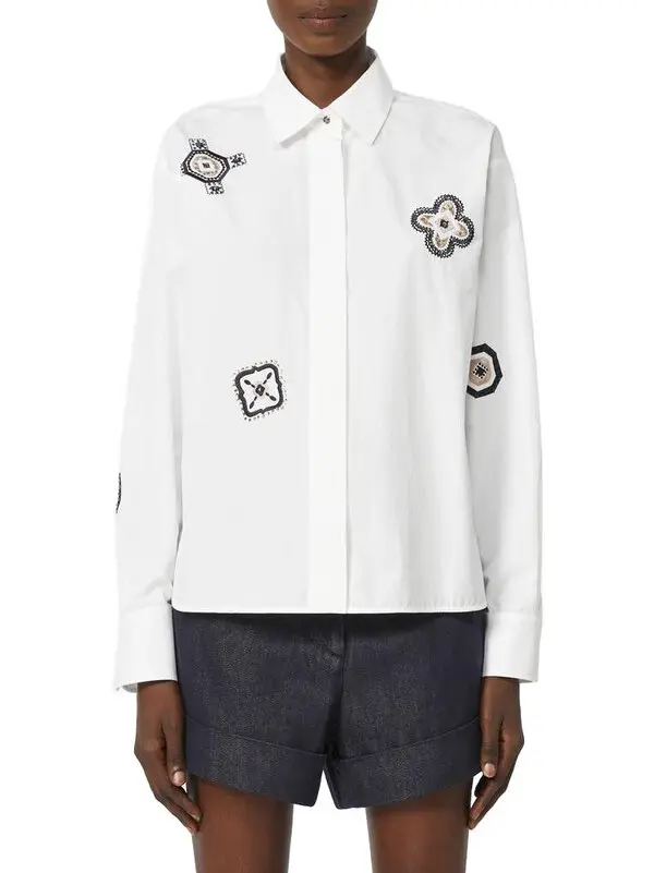 Max Mara Shock Embroidered Button-up Shirt - Optical White