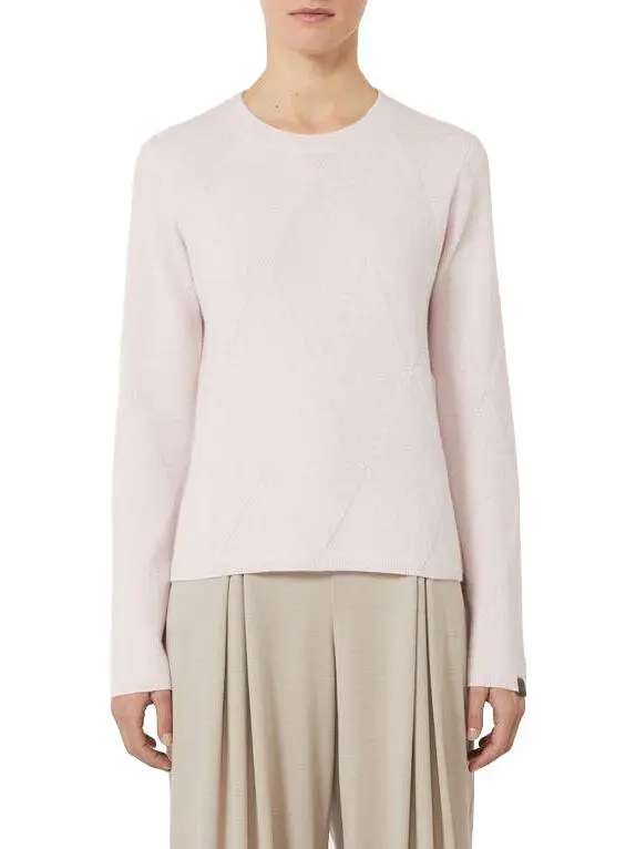 Max Mara Diamond Stitch Cashmere Crewneck Sweater - Pink