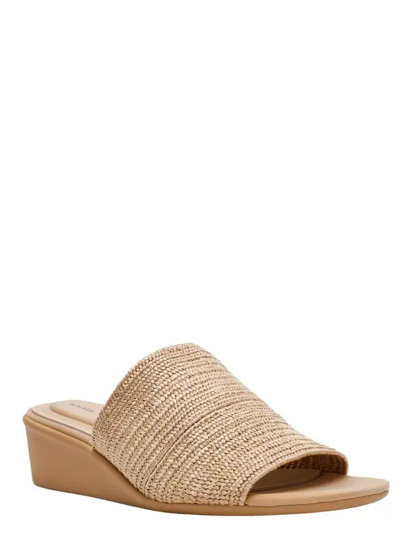 Anne Klein Wedge Slide Sandal - Natural Raffia