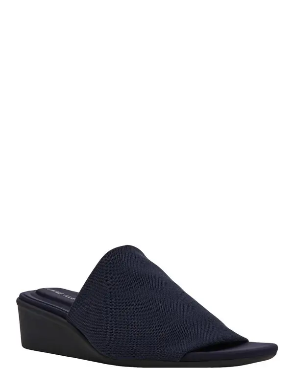 Anne Klein Wedge Slide Sandal - Navy Stretch