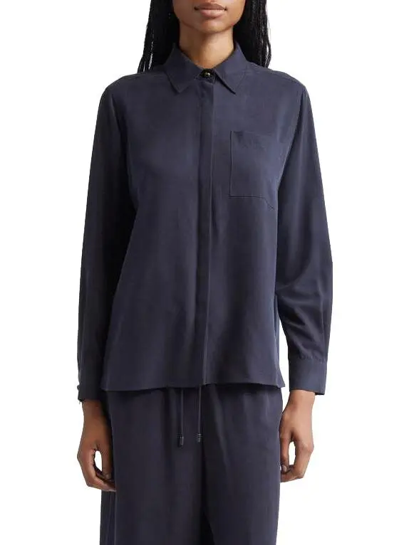 Max Mara Silk Crêpe De Chine Button-up Shirt - Ultramarine