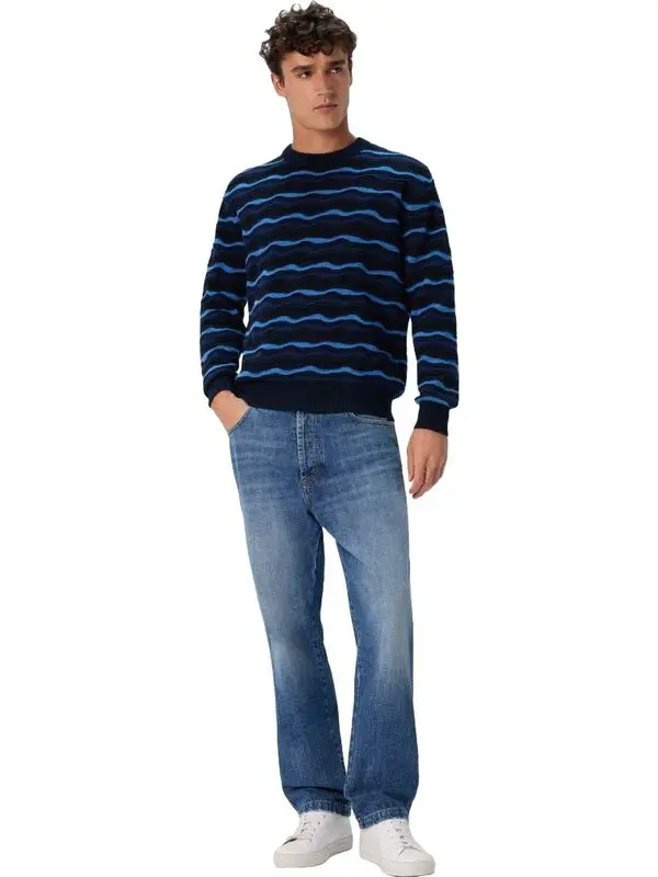Missoni Wave Knit Crew Neck Sweater - Blue