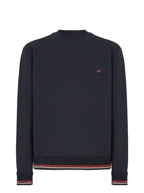 Missoni Crew Neck Sweatshirt With Embroidered Logo - Blue