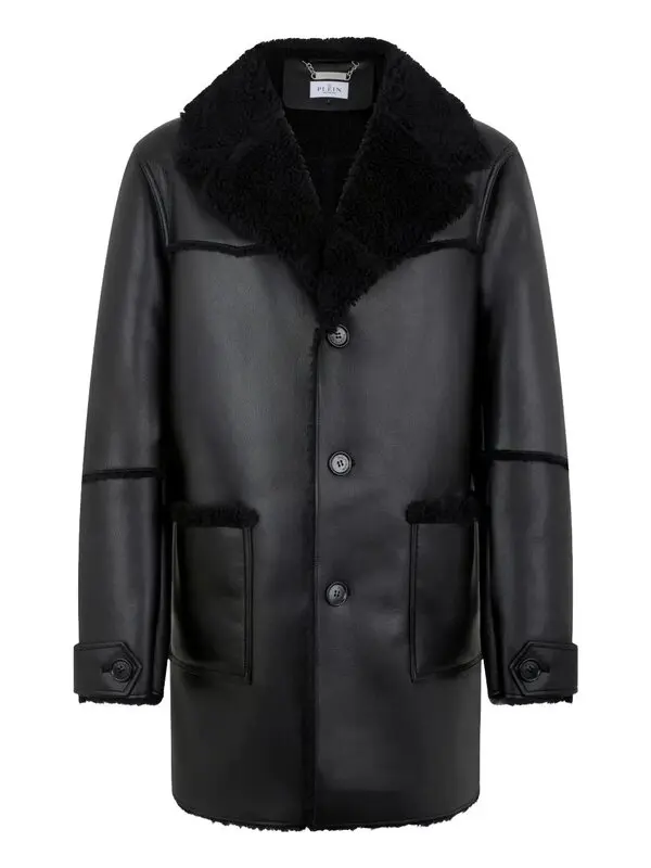 Philipp Plein Faux-shearling Trim Jacket - Black