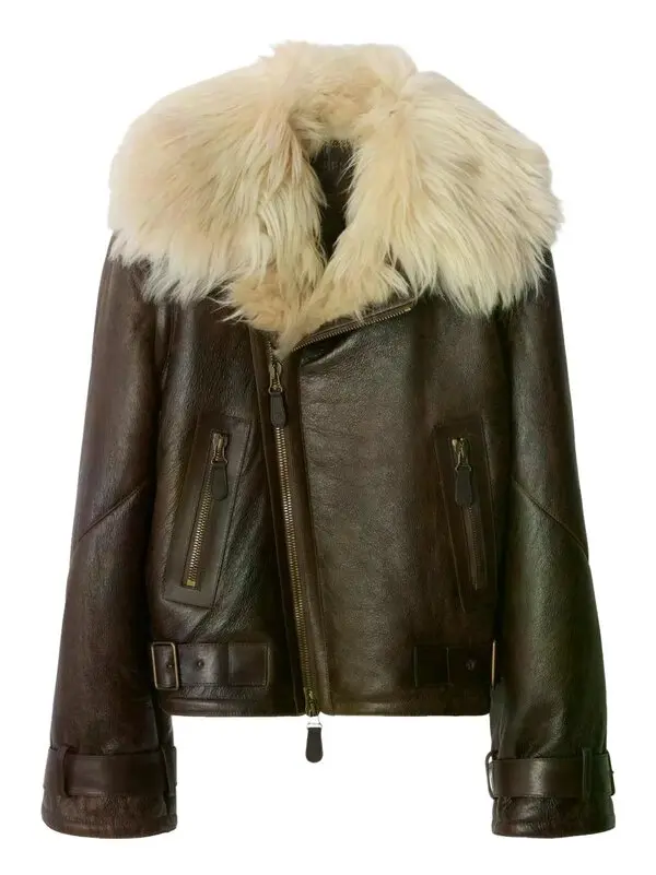 Burberry Shearling Zipped Jacket - Brown