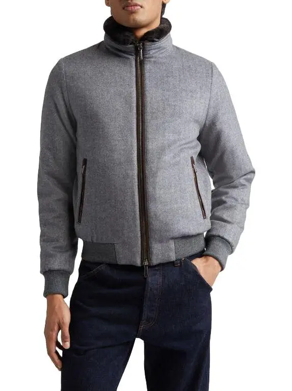 MOORER Bellati Herringbone Virgin Wool Down Jacket - Grey