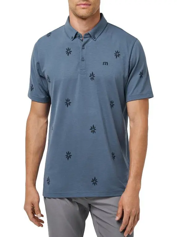 Travis Mathew Rome Around Floral Button Down Polo - Bering Sea