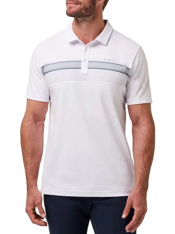 Travis Mathew Perfect View Chest Stripe Cotton Blend Piqué Polo - White
