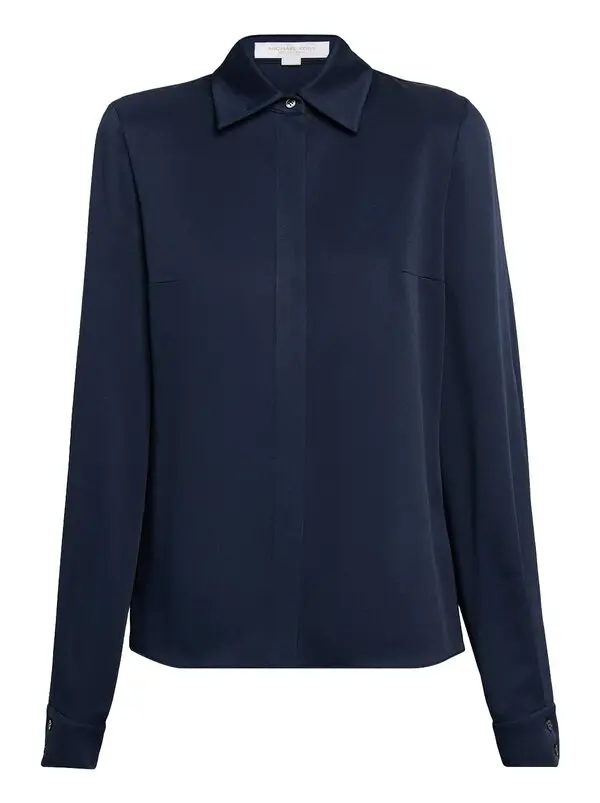 Michael Kors Split-sleeve Satin Shirt - Midnight