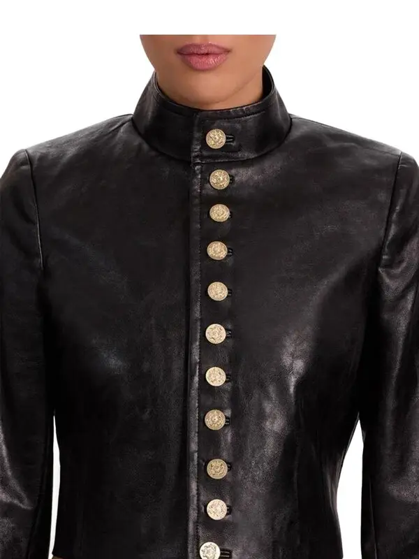 Alice + Olivia Emerson Vegan Leather Jacket - Black