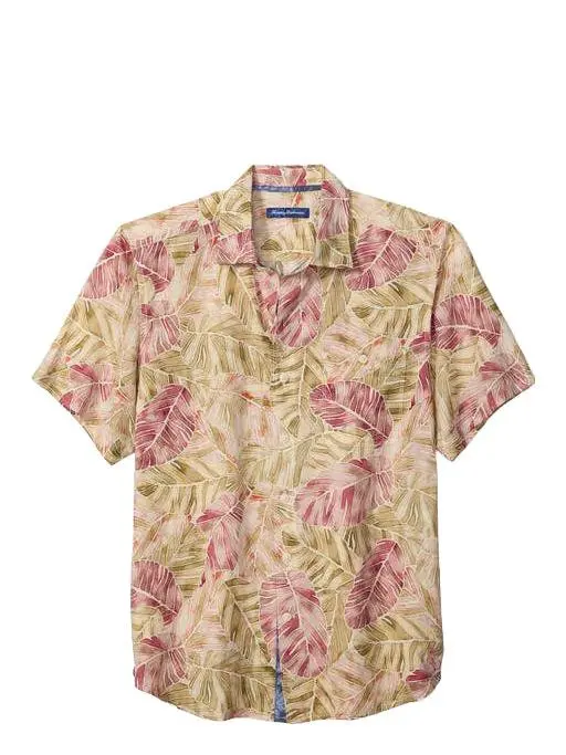 Tommy Bahama Sand Linen Villa Nueva Vines Short Sleeve Linen Blend Button-up Shirt - Golden Honey