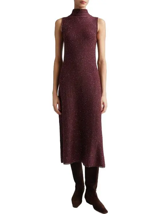 Altuzarra Marian Sleeveless Shimmer Sweater Dress - Maroon