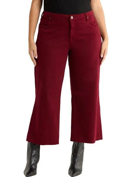 Kut From The Kloth High Waist Ankle Wide Leg Jeans - Maroon