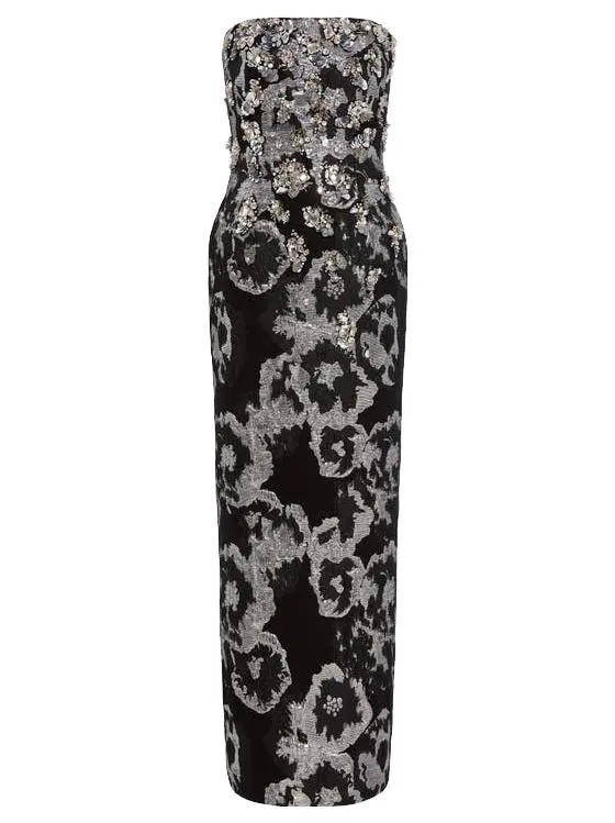 Jenny Packham Jasmine Floral-jacquard Maxi Dress - Liquorice
