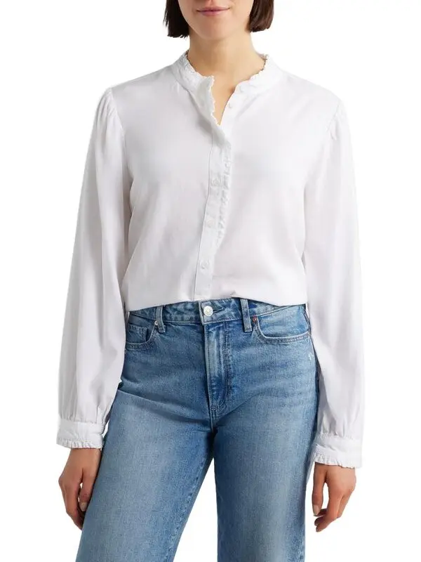 CLOTH & STONE Frill Placket Shirt - White