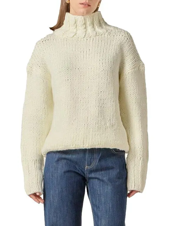 English Factory Chunky Turtleneck Long Sleeve Sweater - Cream