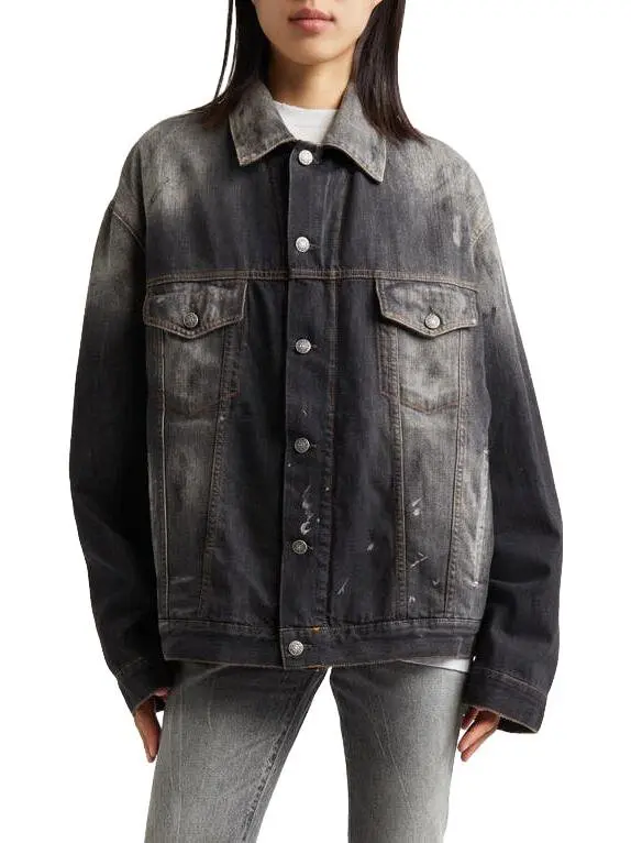 Acne Studios Robert Trafalgar Distressed Denim Jacket - Black