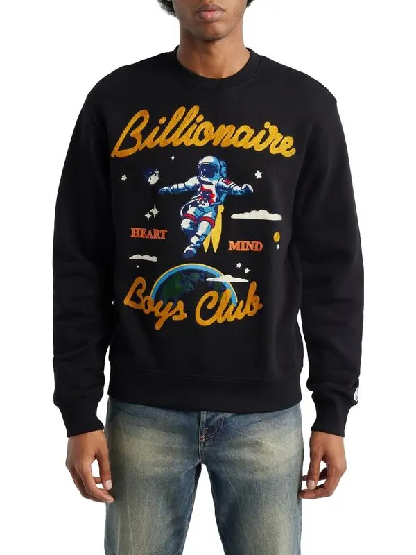 BILLIONAIRE BOYS CLUB Bb Jet Set Embroidered Graphic Sweatshirt - Black
