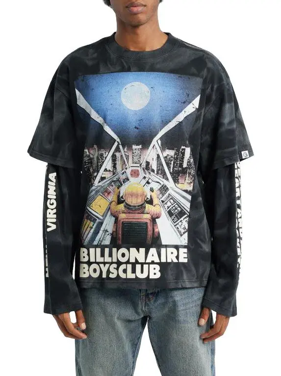 BILLIONAIRE BOYS CLUB Arrivals Layered Cotton Graphic T-shirt - Black