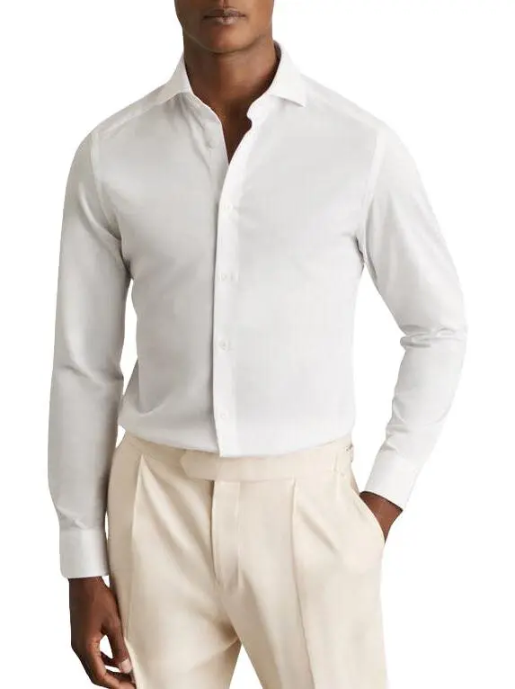 REISS Nate Solid Button-up Shirt - White