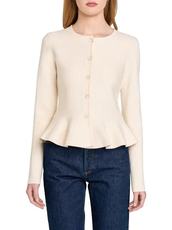 WAYF Peplum Cardigan - Cream