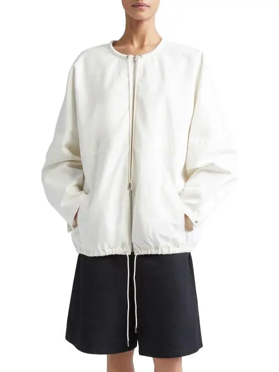 Partow Bond Drawstring Cotton Canvas Bomber Jacket - Ivory