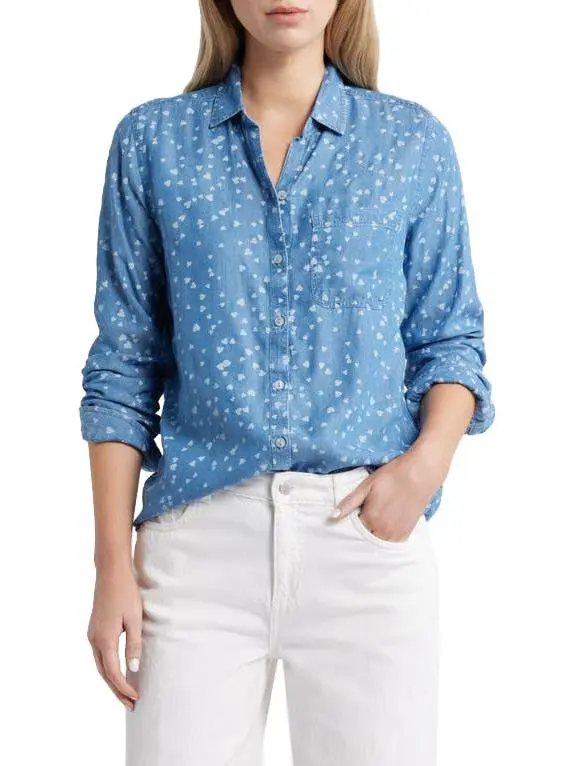 BEACHLUNCHLOUNGE Cassie Chambray Button-up Shirt - Butterfly Trail
