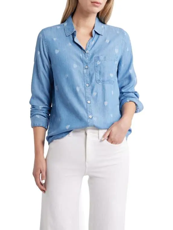BEACHLUNCHLOUNGE Cassie Chambray Button-up Shirt - Sunlit Hearts