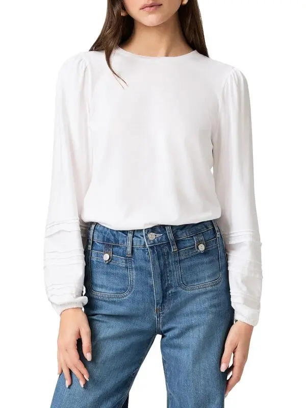 Paige Cyrano Pintuck Jersey Top - White