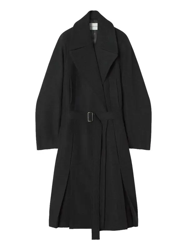 LANVIN Long Oversized Virgin Wool Peacoat - Anthracite