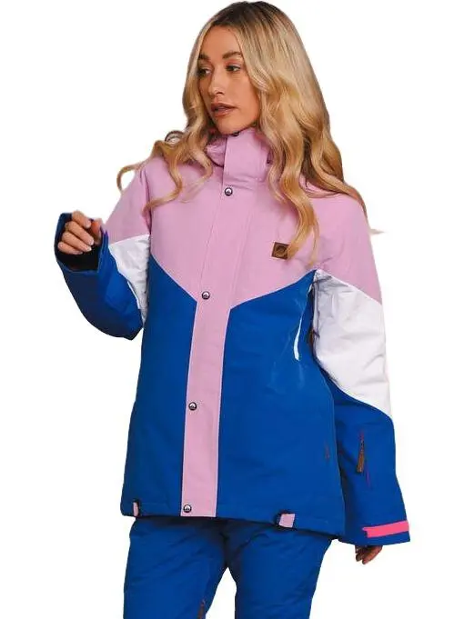 OOSC 1080 Ski & Snowboard Jacket - Pastel Pink/ White & Blue