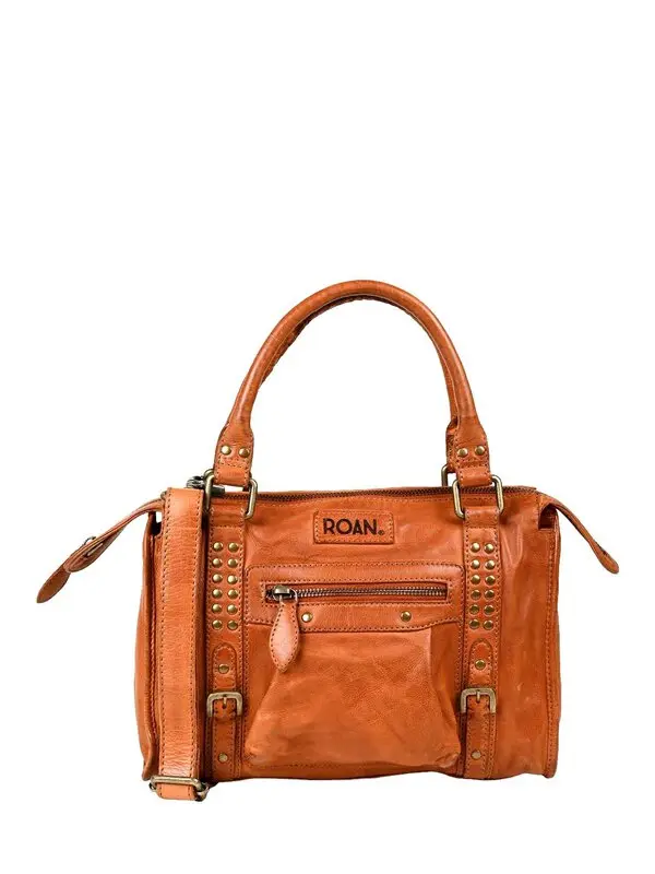 ROAN Visual Leather Satchel - Cognac Flame Tml