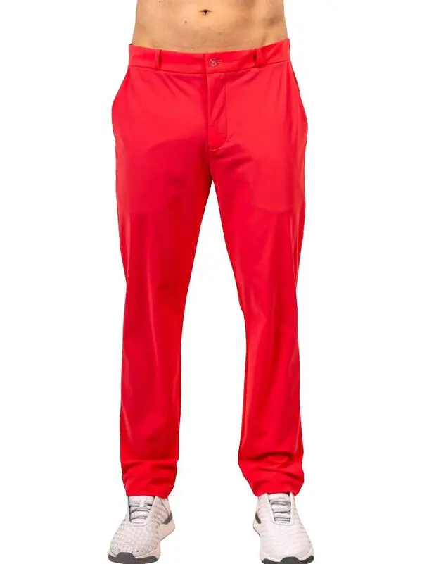 MACEOO Straight Leg Stretch Trousers - Red