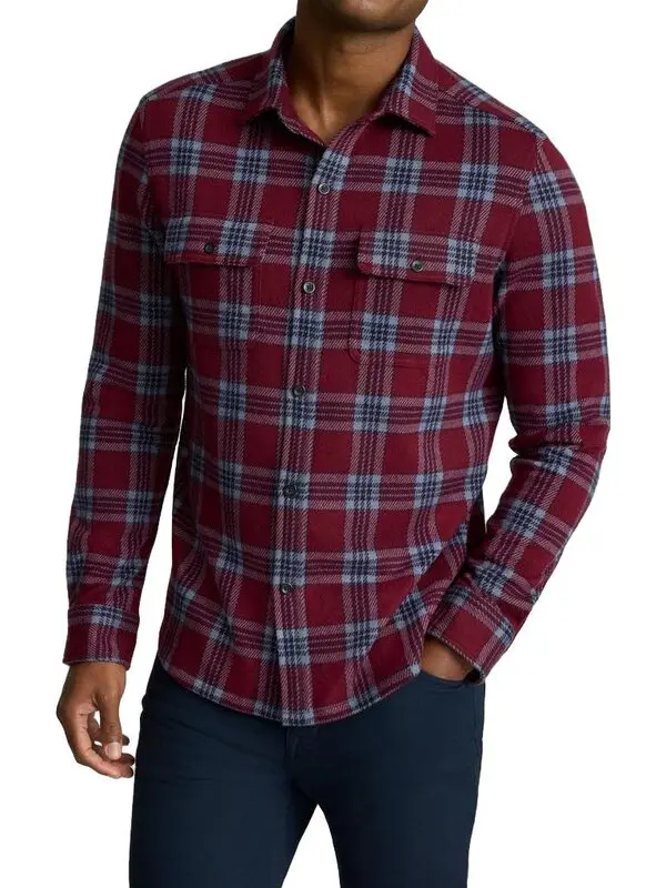 UNTUCKIT Franklyn Sweater Flannel Shirt Jacket - Maroon