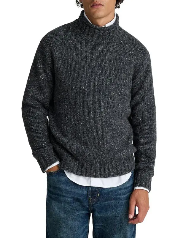 Madewell Roll Neck Donegal Wool Blend Sweater - Ash