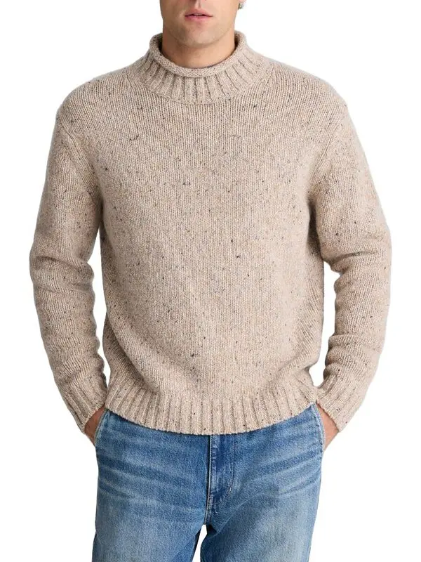 Madewell Roll Neck Donegal Wool Blend Sweater - Oatmeal