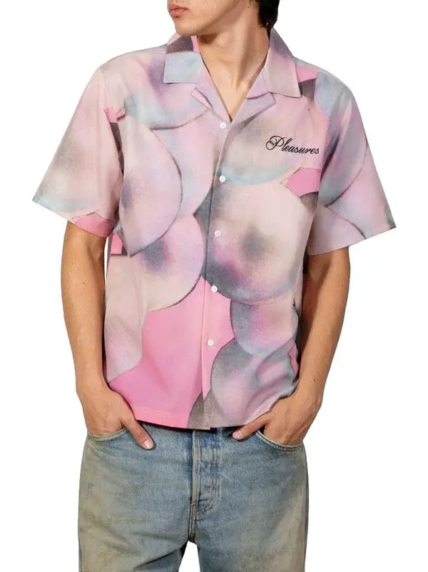 PLEASURES X Richard Bernstein Pearl Print Camp Shirt - Pink